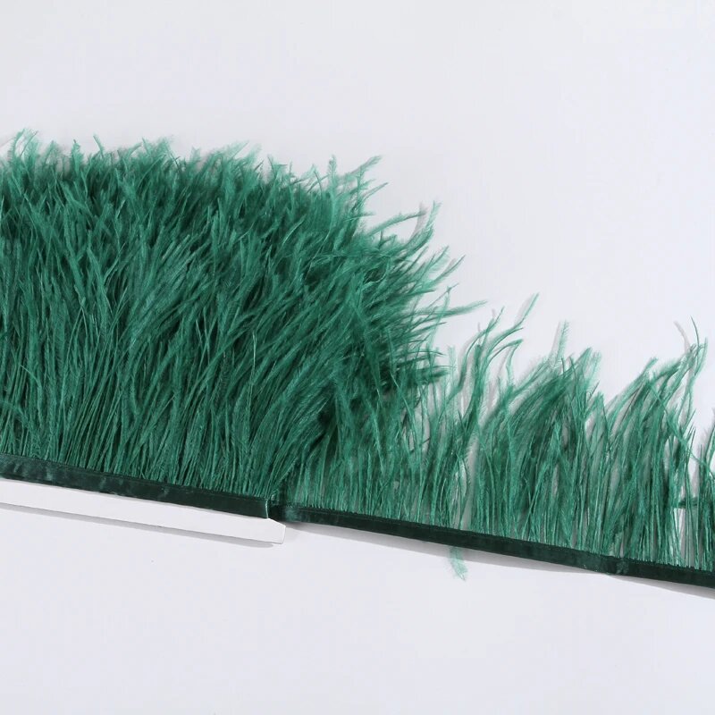 Бахрома из страусиных перьев белая Изумрудный, 8-10CM, Blackish Green