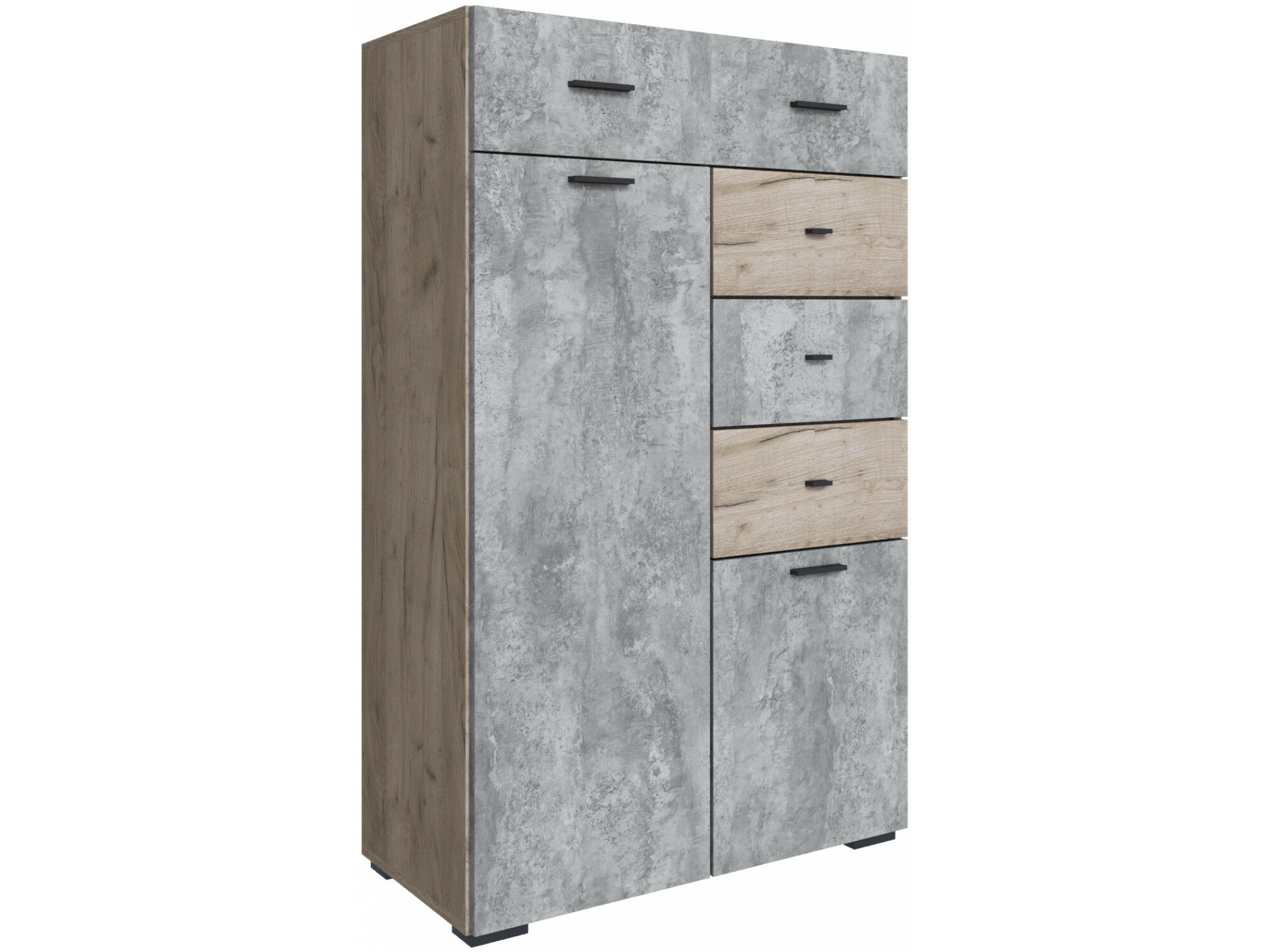 Комод 4 ящика, в современном стиле, Дуб крафт золотой/Цемент