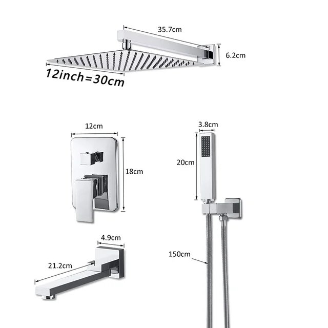 Матовый черный набор смесителей для душа SHBSHAIMY, Chrome 3 ways 12