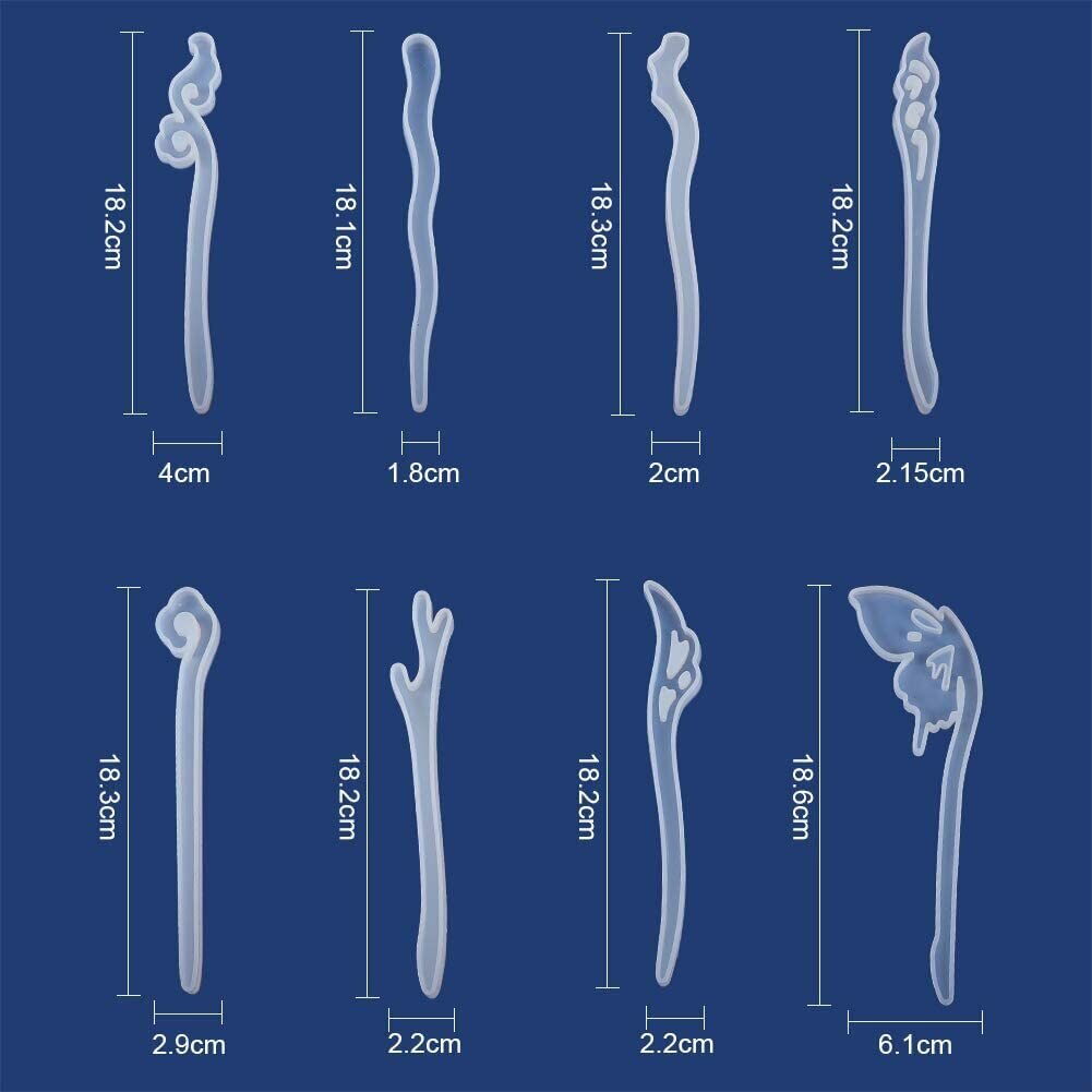 8 прозрачных силиконовых форм для заколок из эпоксидной смолы, гибкие многоразовые молды для ручного творчества, DIY-аксессуары для шпилек и украшений волос