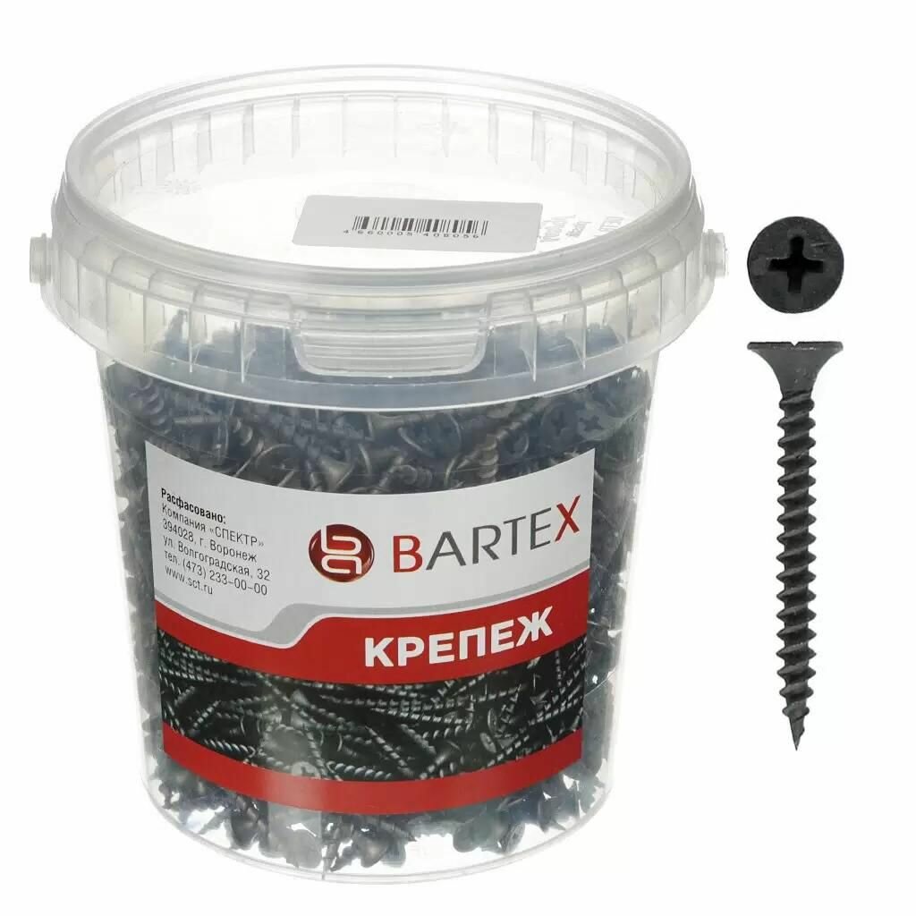 Саморезы Bartex по металлу и гипсокартону, 3,5х35 мм, 1000 шт, банка