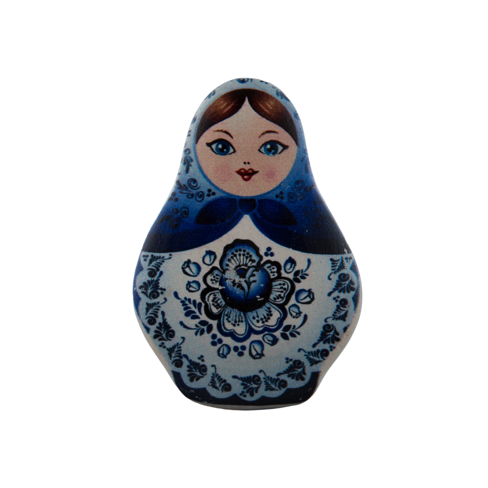 Магнит "Матрёшка" (бисквит, вид синий)