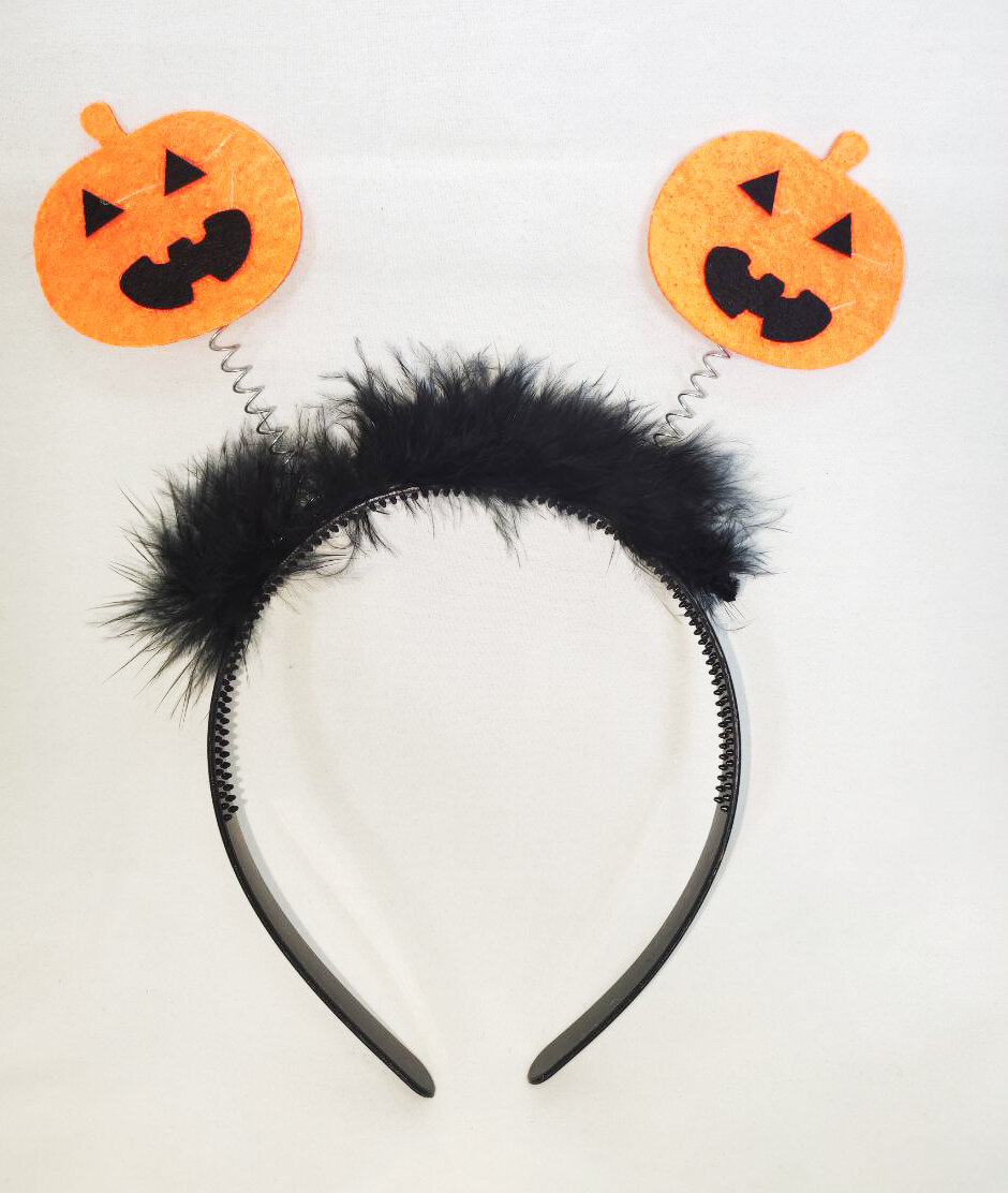 Карнавальный ободок Сфера "Тыква", на пружинках, черные глаза