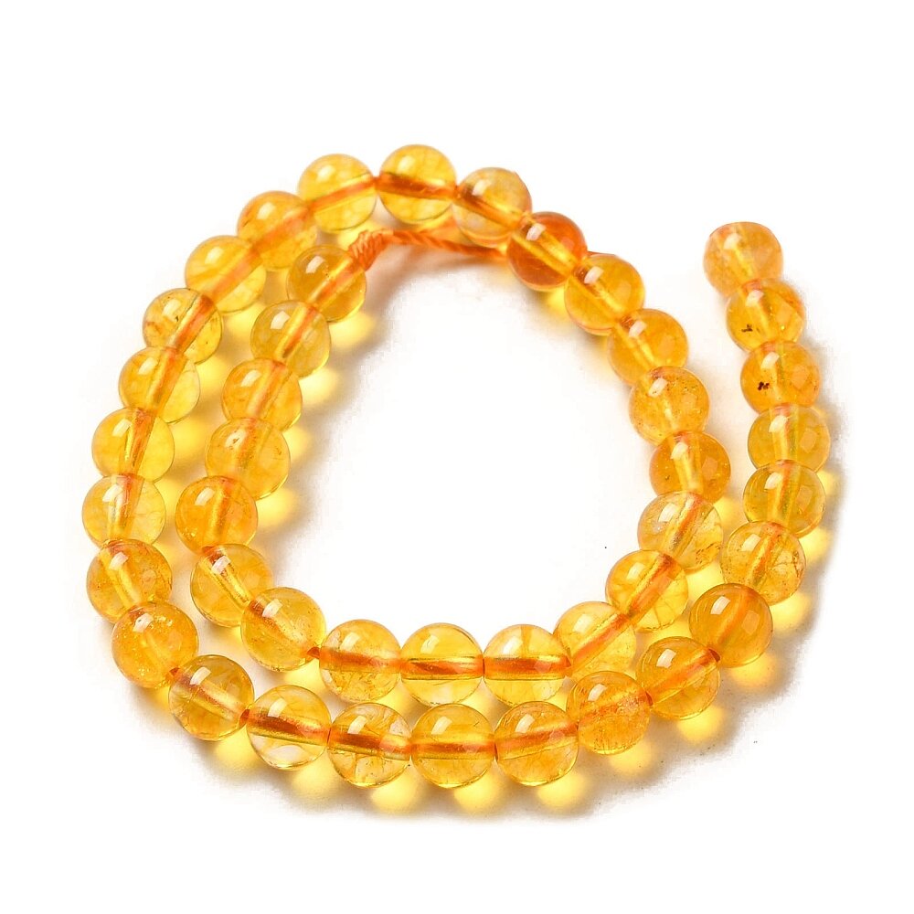 Бусины каменные, цитрин, 6мм, 30 шт, низка