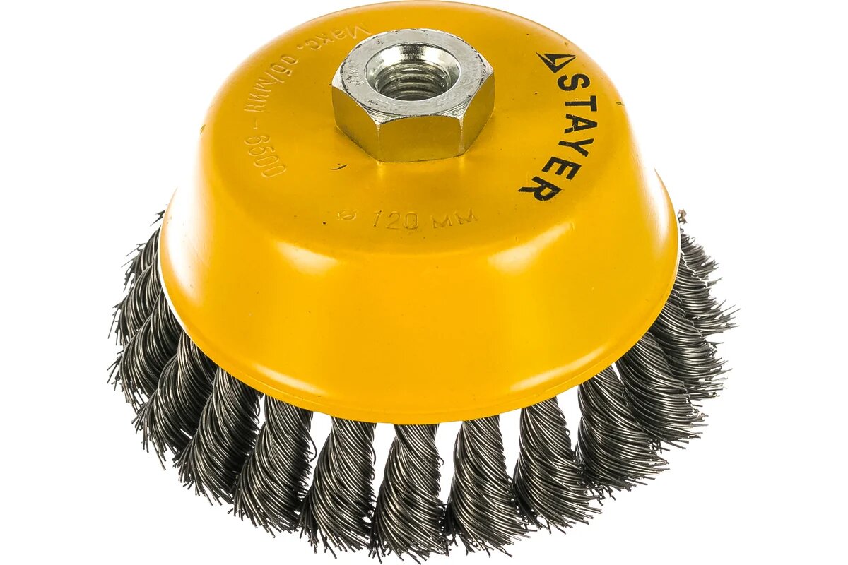 Щетка-крацовка чашечная STAYER Professional, для УШМ, 120 мм, жгутированная стальная проволока 0.5 мм