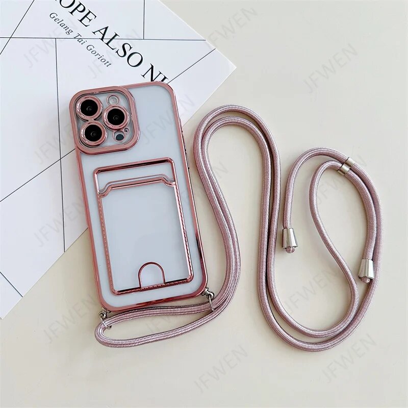 Чехол с ремешком через плечо для iphone 17, Air 16, 16E, 15, 14, 13, 12, 11 Pro Max Айфон 16, Pink