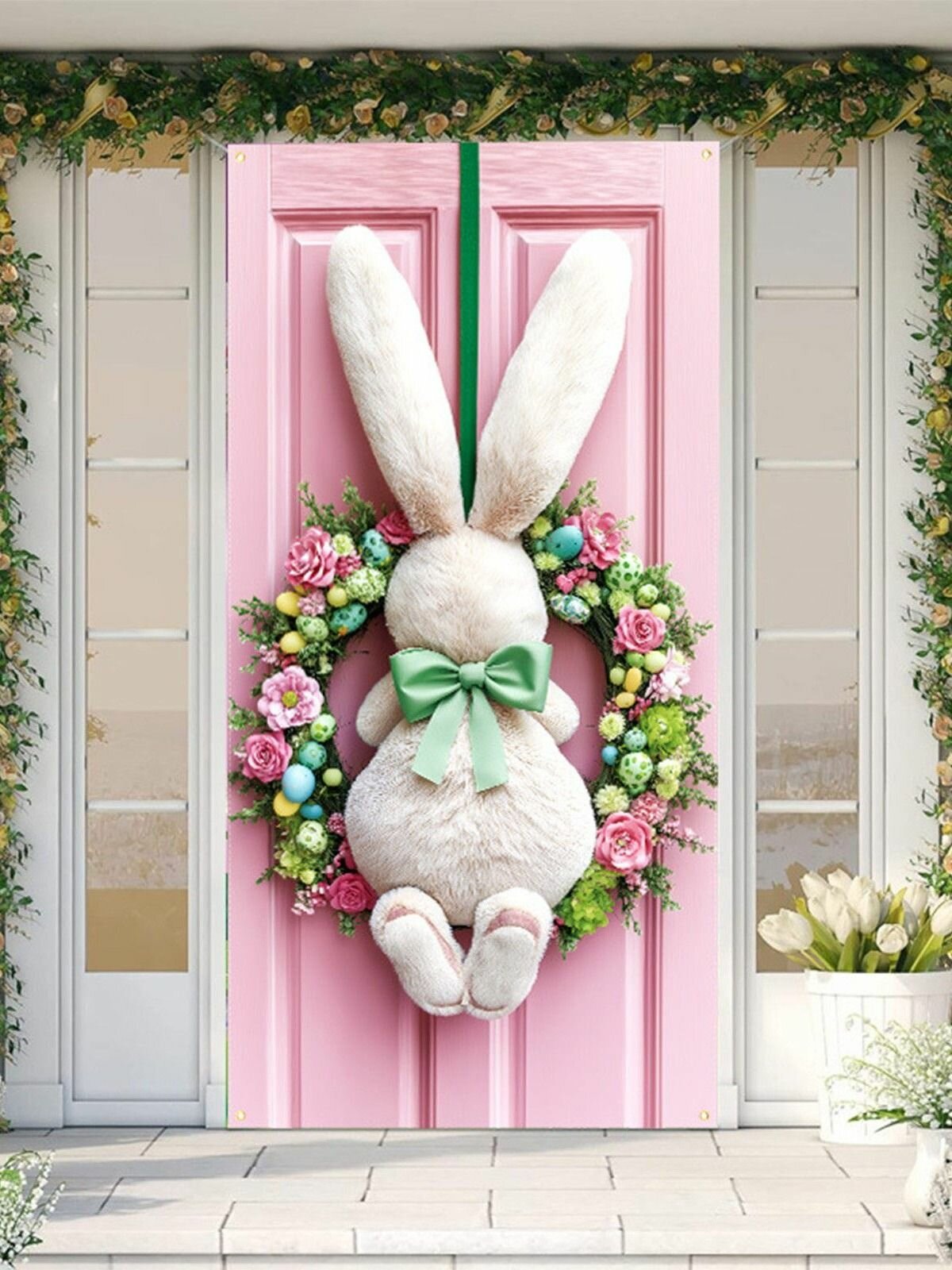 Пасхальный венок с кроликом, 180 см, для перил, ворот и украшения автомобиля