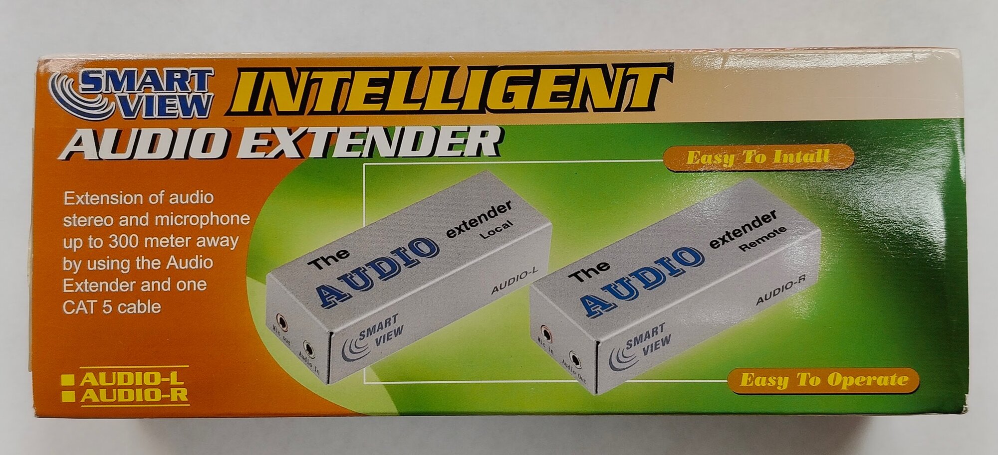 Удлинитель аудио по витой паре кат.5e, аналоговый звук, 300 м, аудиостерео 10 Гц-25 кГц/-3 дБ; I-Taki
