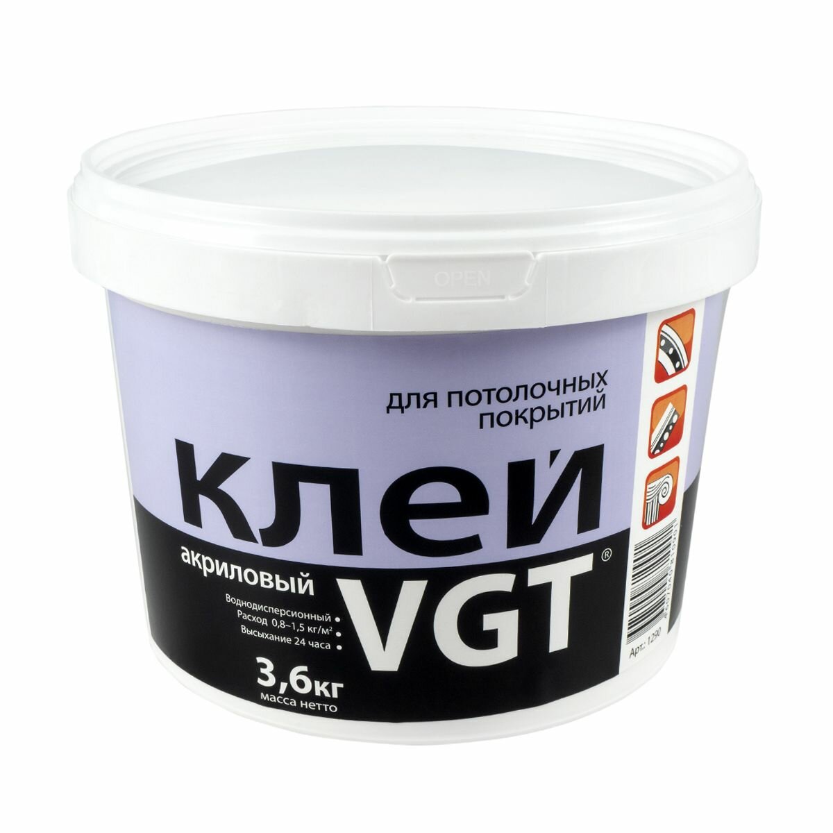 Клей акриловый VGT для потолочных покрытий, 3.6 кг