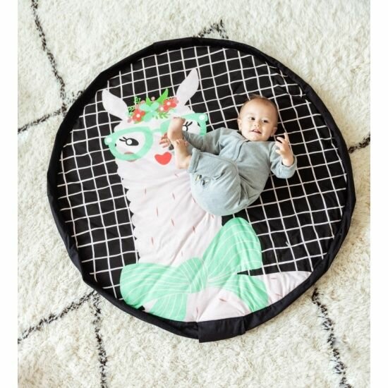 Коврик-матрац игровой органайзер для игрушек (120см) Лама, трансформируется в мешок для хранения игруше Play&Go коллекция Soft