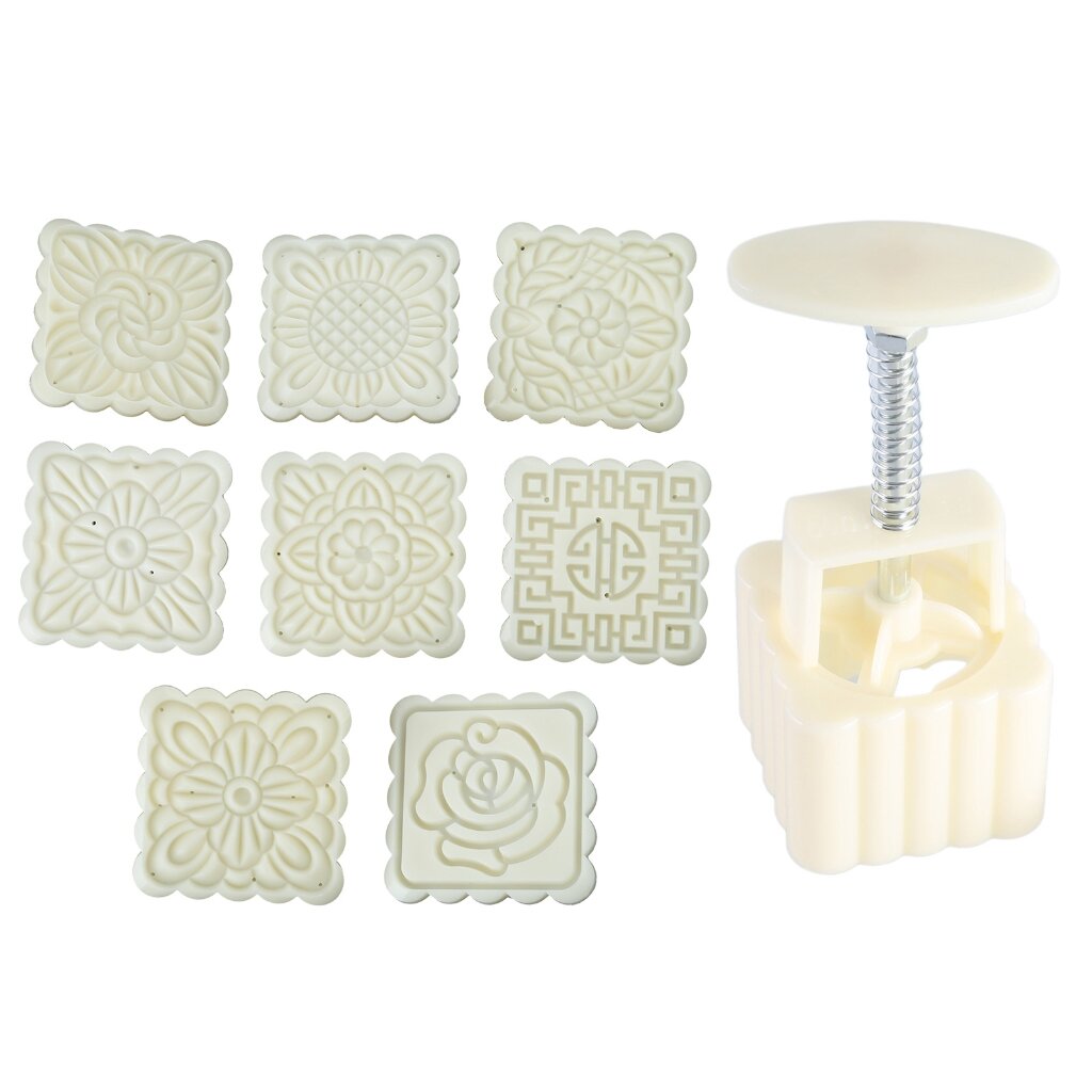 Форма для Выпечки Бочонка Mooncake 100g с Квадратными Цветочными Штампами 8pcs Ручной Пресс-Формы Для Выпечки