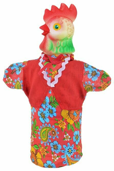 Кукла-рукавичка на руку "Петух" для кукольного театра, мягкая игрушка-перчатка, перчаточная кукла бибабо, 28 см, цвета микс