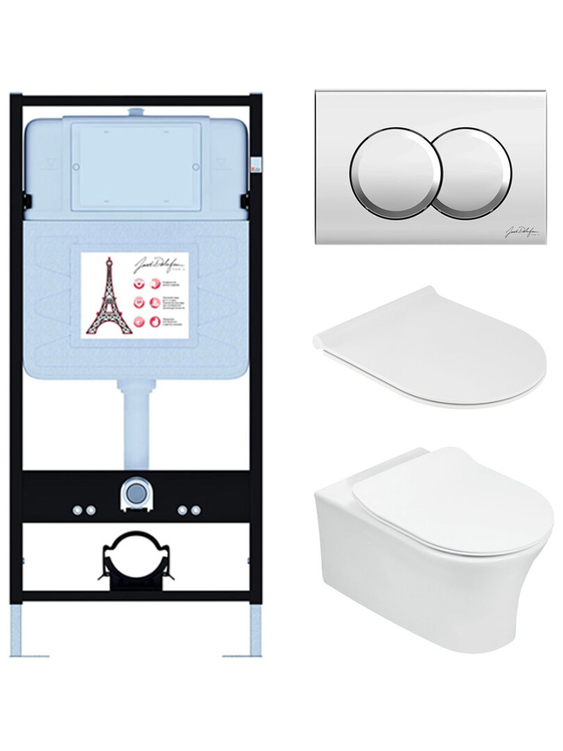 Комплект унитаз с инсталляцией и сиденьем микролифт Jacob Delafon Aleo E21731RU-CP безободковый