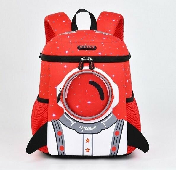 Детский рюкзак для мальчика дошкольный космонавт красный в садик