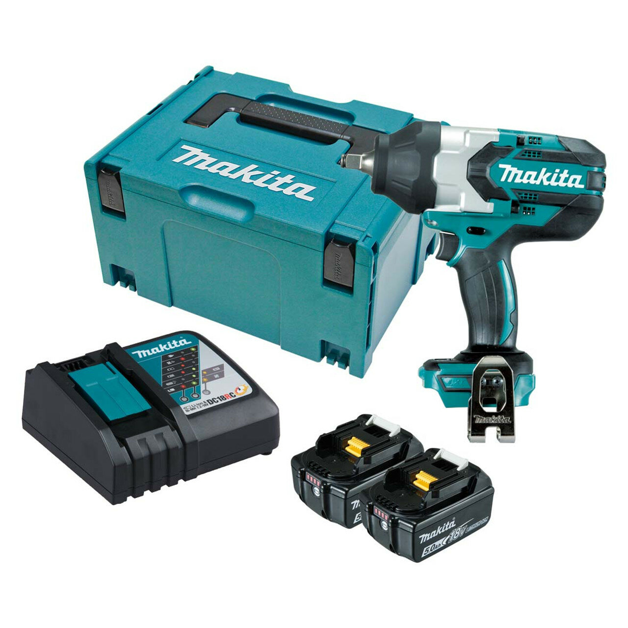 Гайковерт ударный аккумуляторный Makita DTW1001RTJ, зеленый/черный