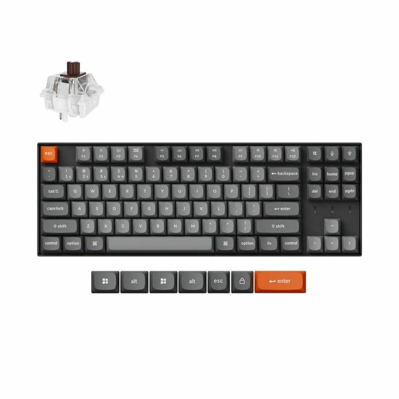 Беспроводная механическая клавиатура QMK Keychron K8 Max, 87 клавиш, RGB подсветка, Hot-swap, алюм. рамка Keychron Brown Switch