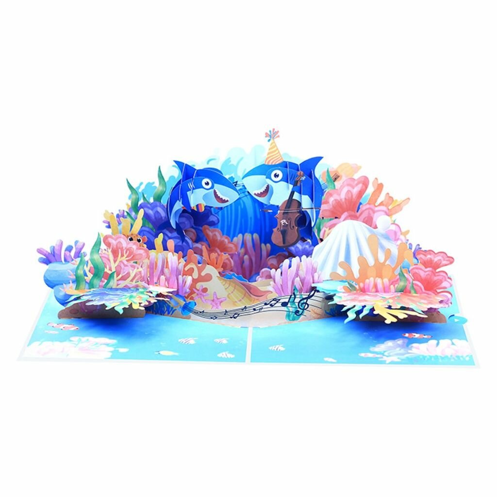 3D Открытка с Подводной Темой для Вечеринок и Приглашений