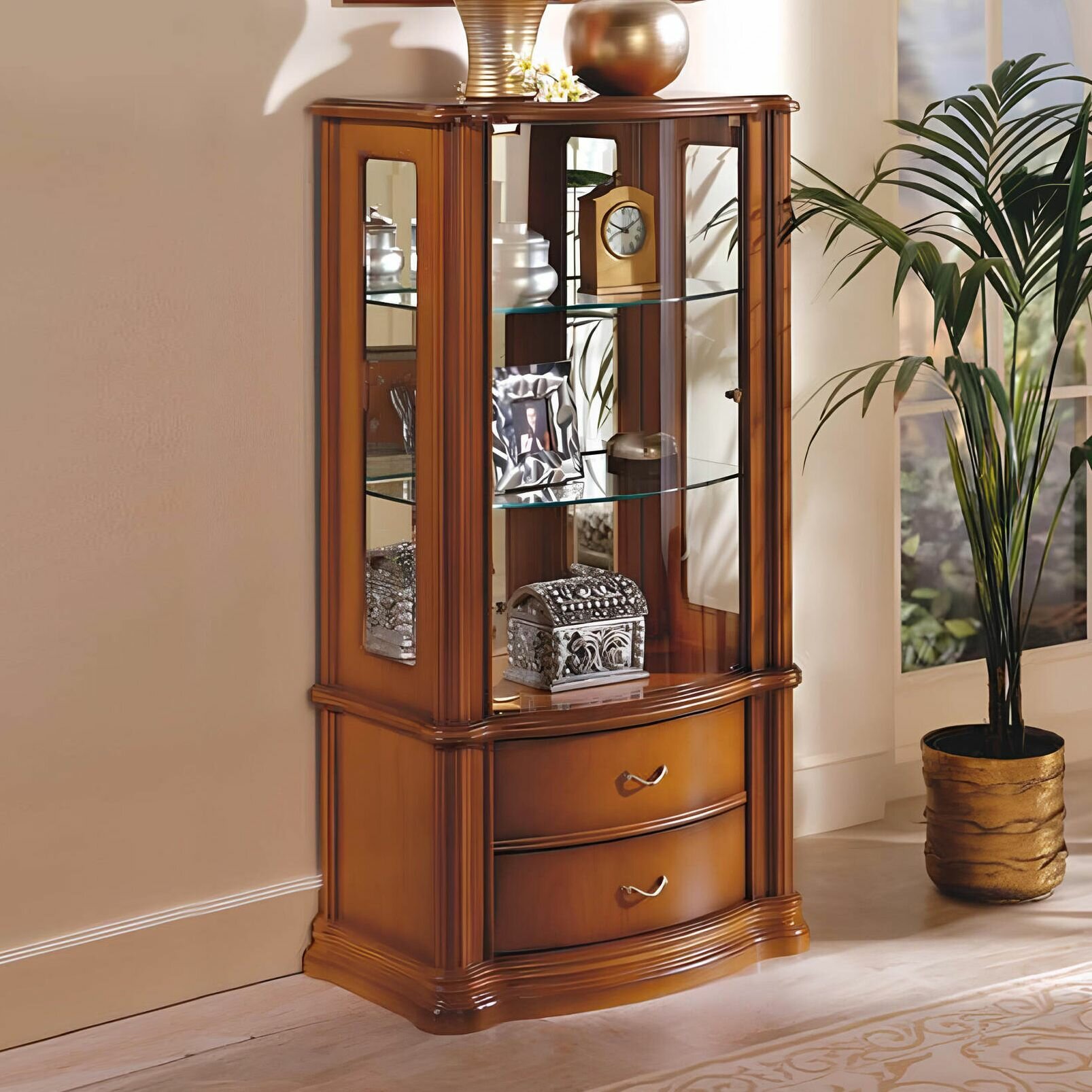 Шкаф-витрина Disemobel Classic 921 64х39х119 см, Левое открывание/Cerezo-5