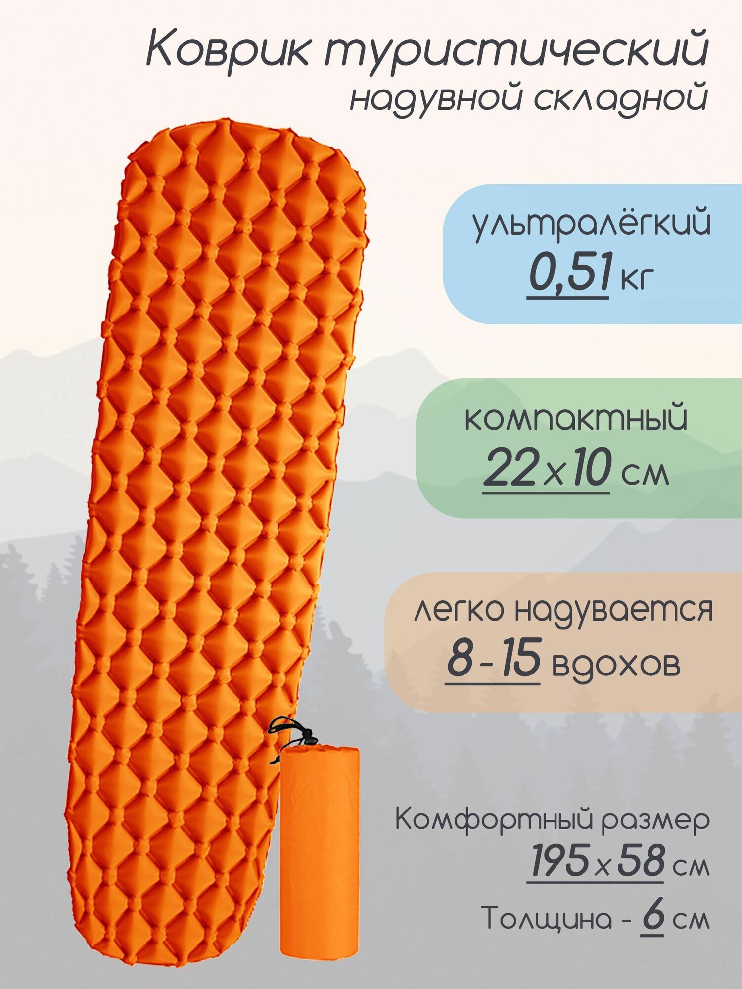 Коврик надувной туристический