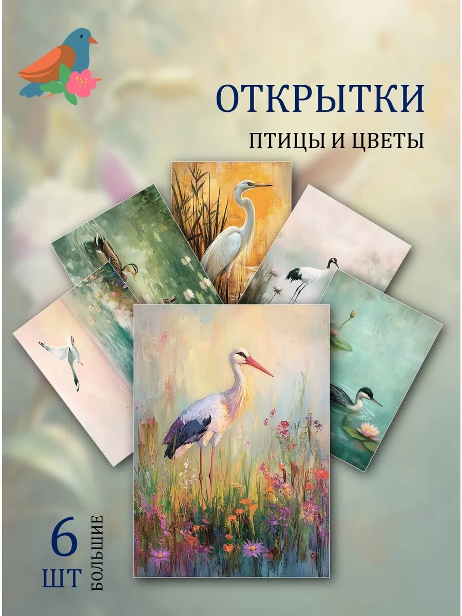 А6 Открытки птицы и цветы Самые лучшие большие открытки формата А6 в нашем мгазине Обнимай словами