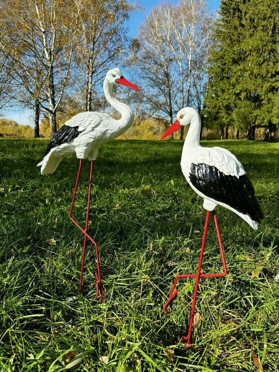 Садовые фигурки аист большой комплект для дачи 2 шт 31X11X61CM