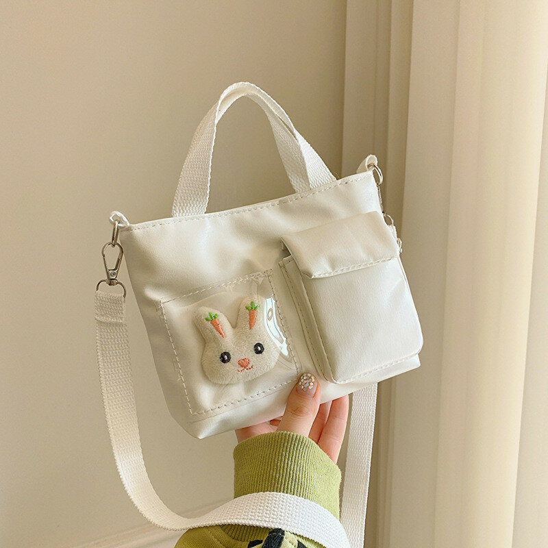 Детская кожаная сумка через плечо с легким дизайном для детсадовских девочек белая