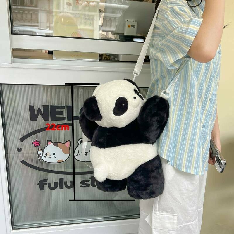Backpack trendy fur panda с милым мультяшным рисунком и практичным дизайном для повседневного использования 22x14x11 см