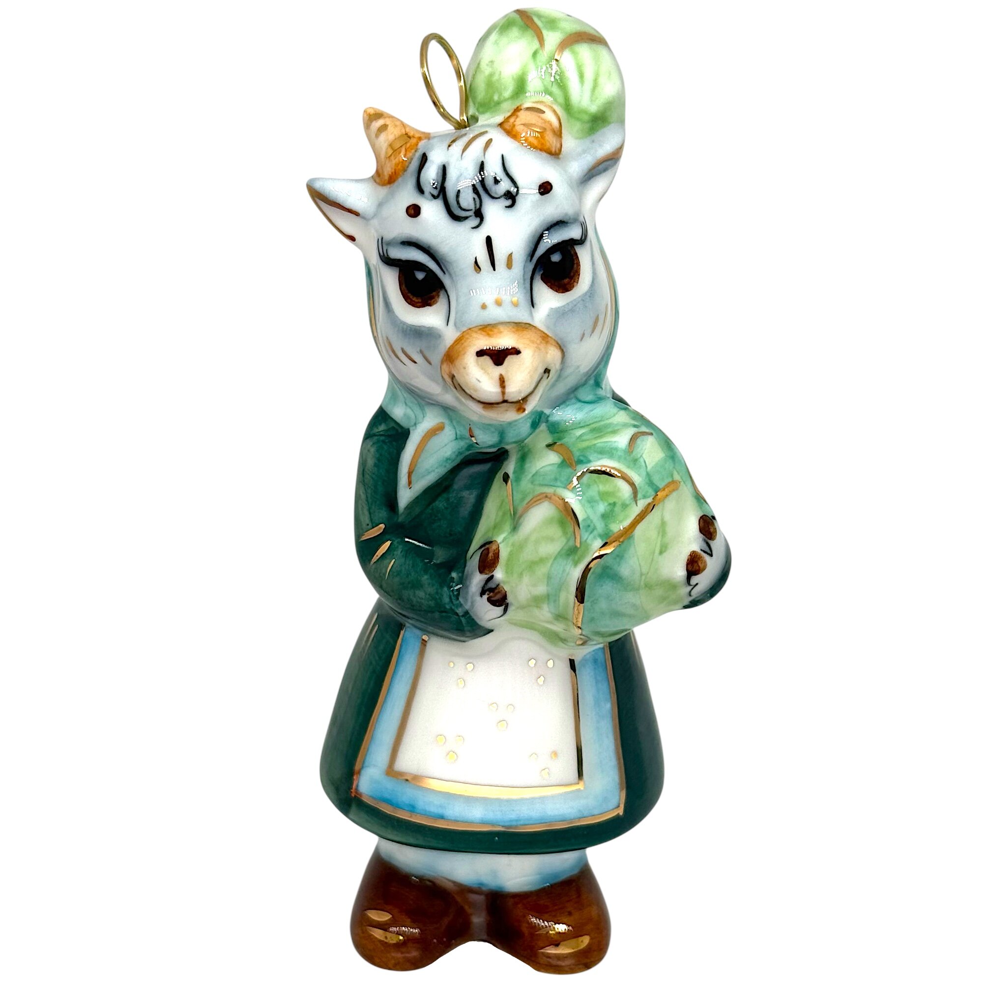 Ёлочная игрушка "Коза с капустой" (Лефортовский фарфор)