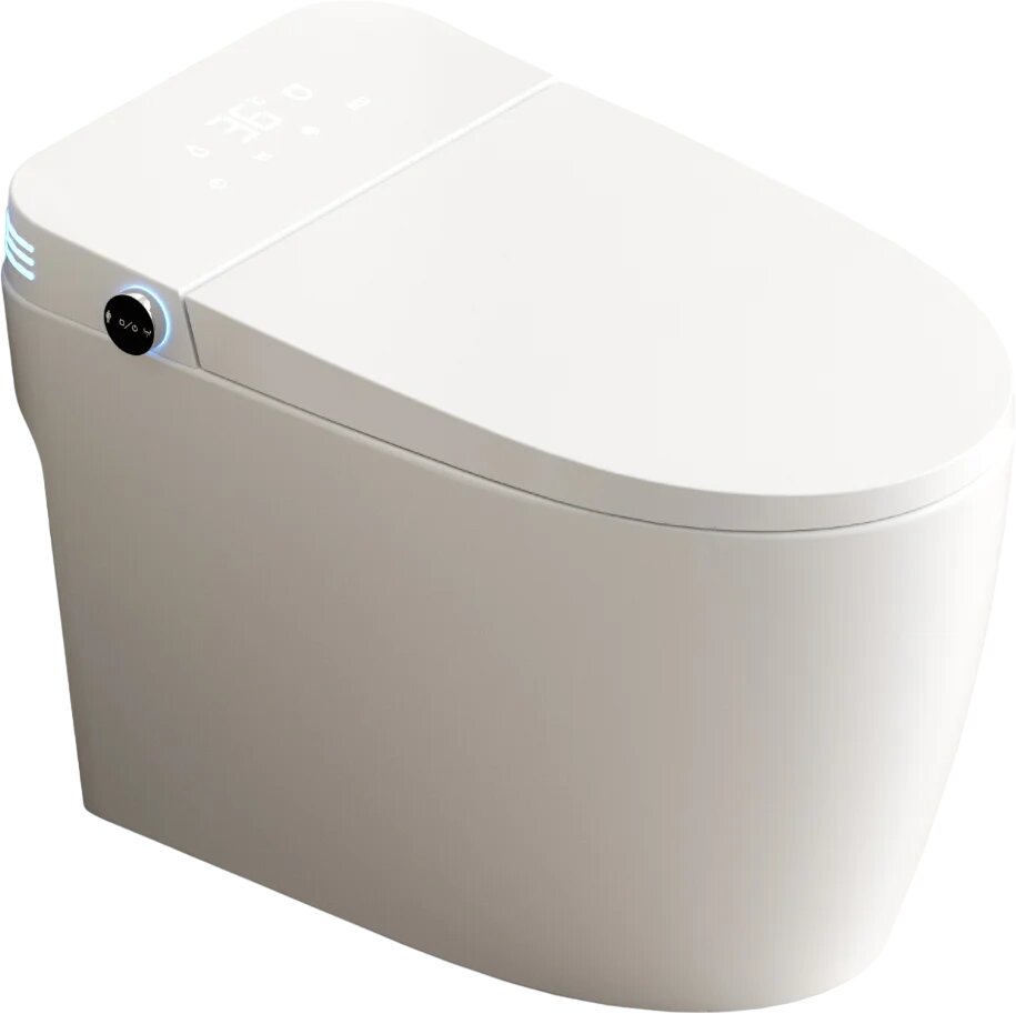 Умный унитаз напольный SantiLine SL-5035 с микролифтом, безободковый, фаянсовый, антивсплеск, белый, с биде овальный