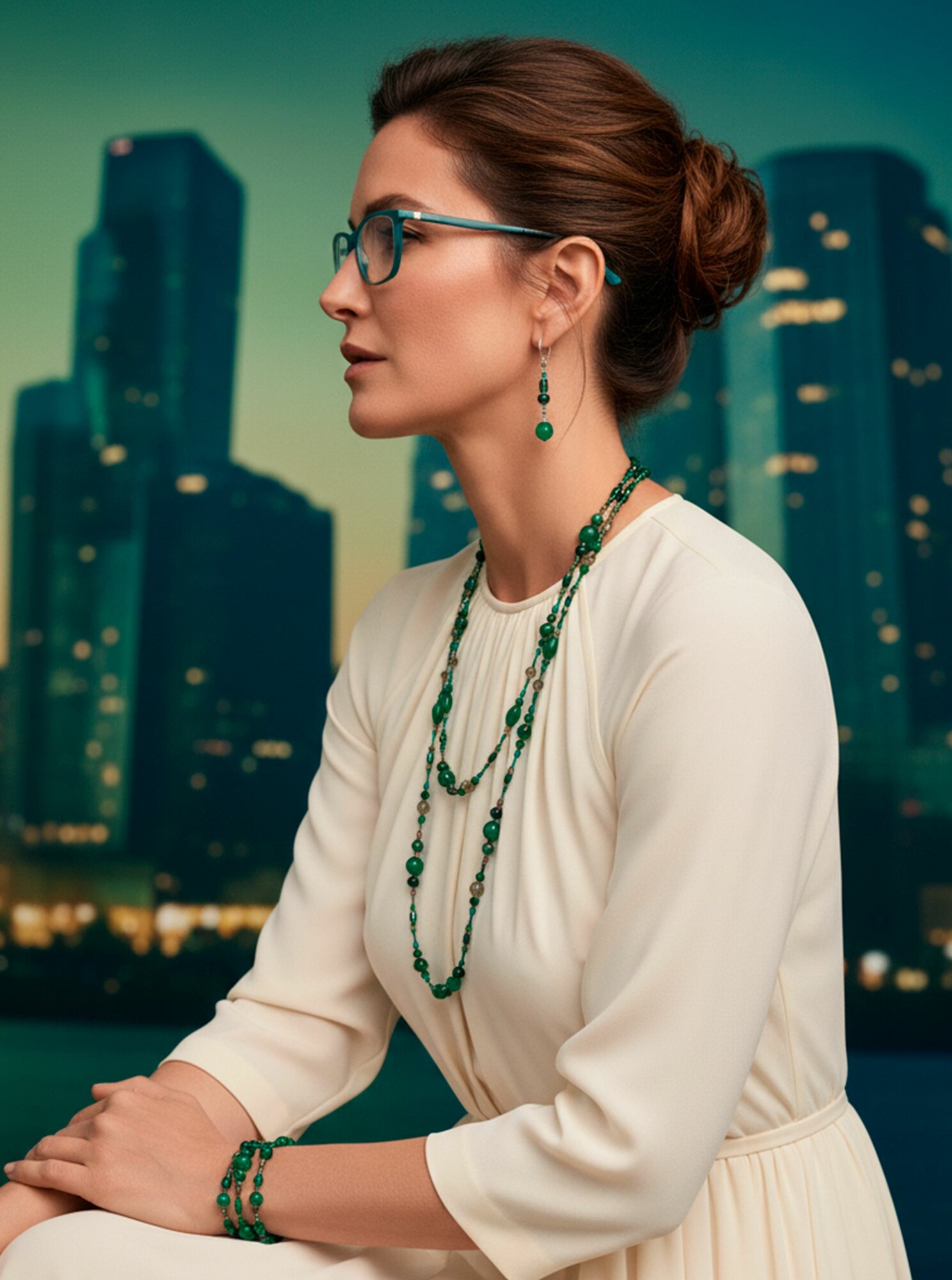 Браслет Diana Savitskaya, раухтопаз, перламутр