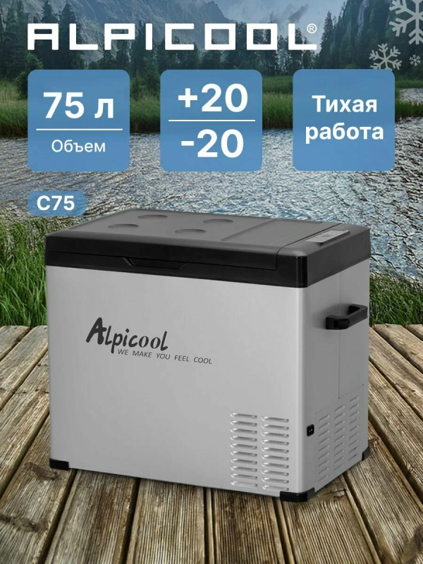 Автомобильный холодильник Alpicool C75 (12/24), стальной