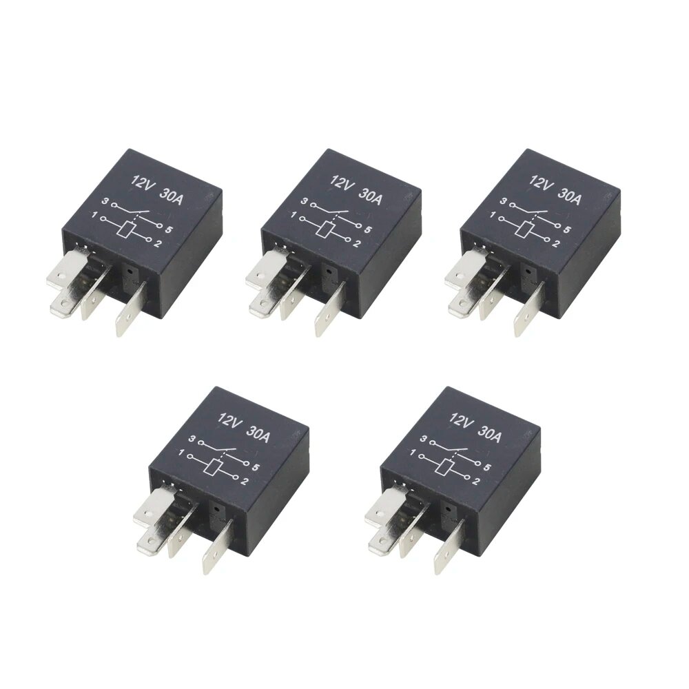 RAUVIND 4-контактное/5-контактное автомобильное реле 30 А 12 В/24 В фиолетовое 12V, 5 PCS 4 Pin