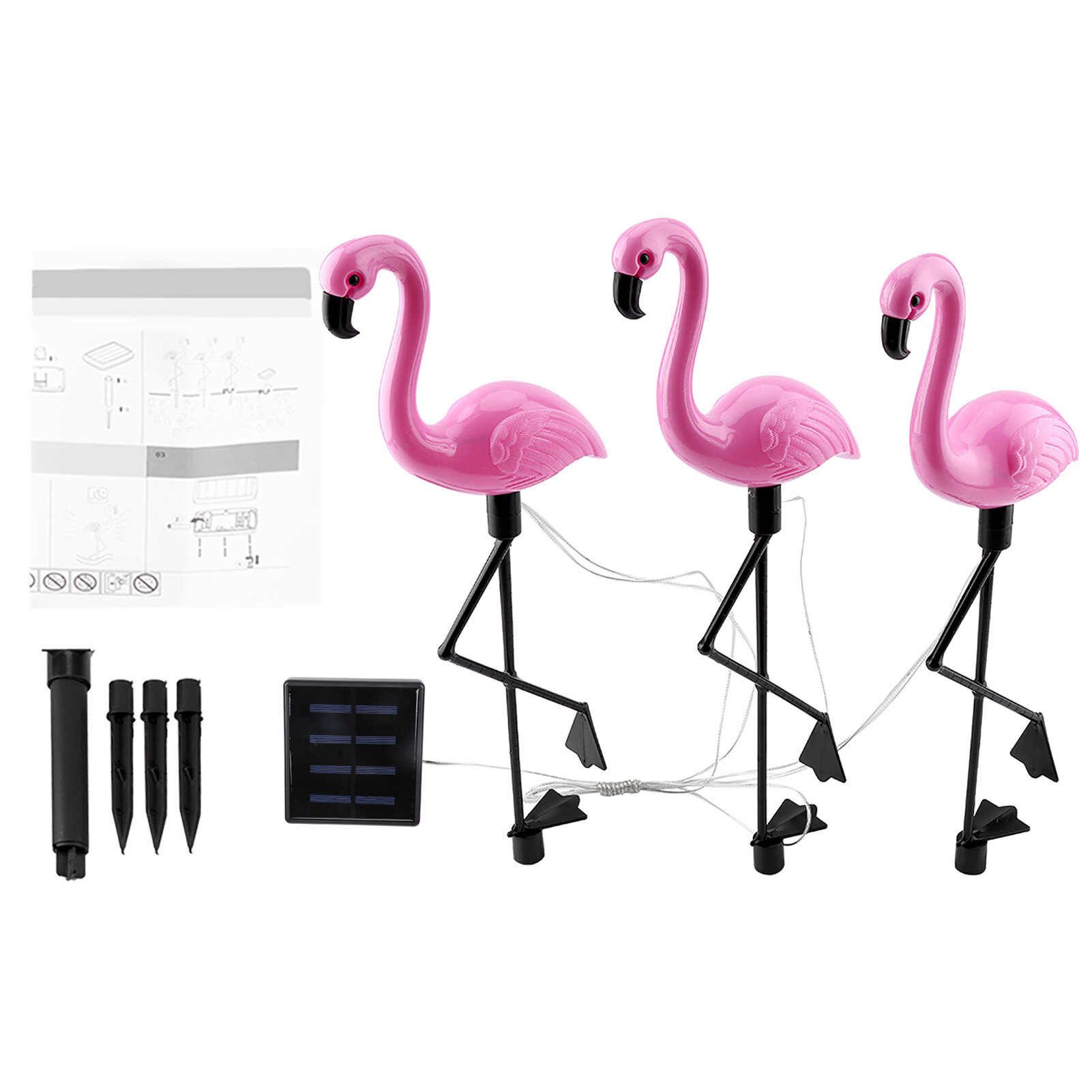 3-в-1 светодиодный светильник Flamingo на солнечной энергии для сада, газона и двора, водонепроницаемый декоративный светильник на солнечной энергии