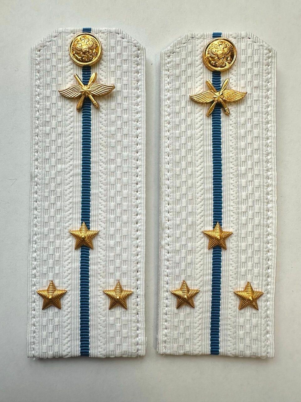 Погоны ВКС ВВС с фурнитурой белые Старший Лейтенант картонные