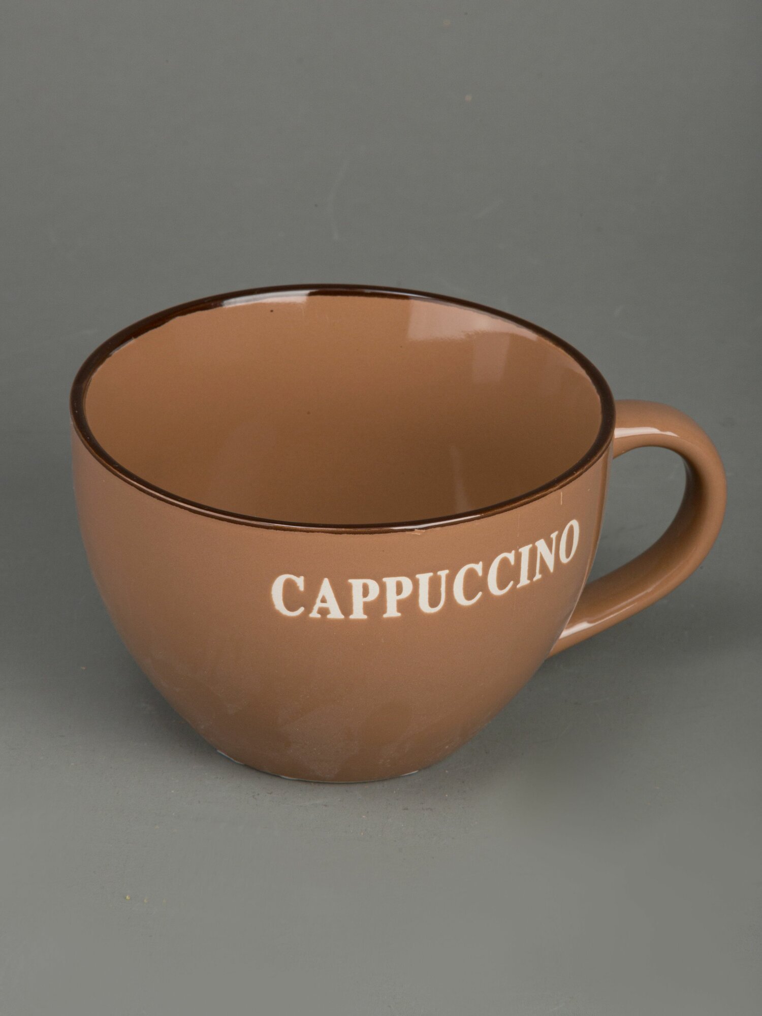 Бульонница-кружка керамическая с ручкой 500 мл светло-коричневая