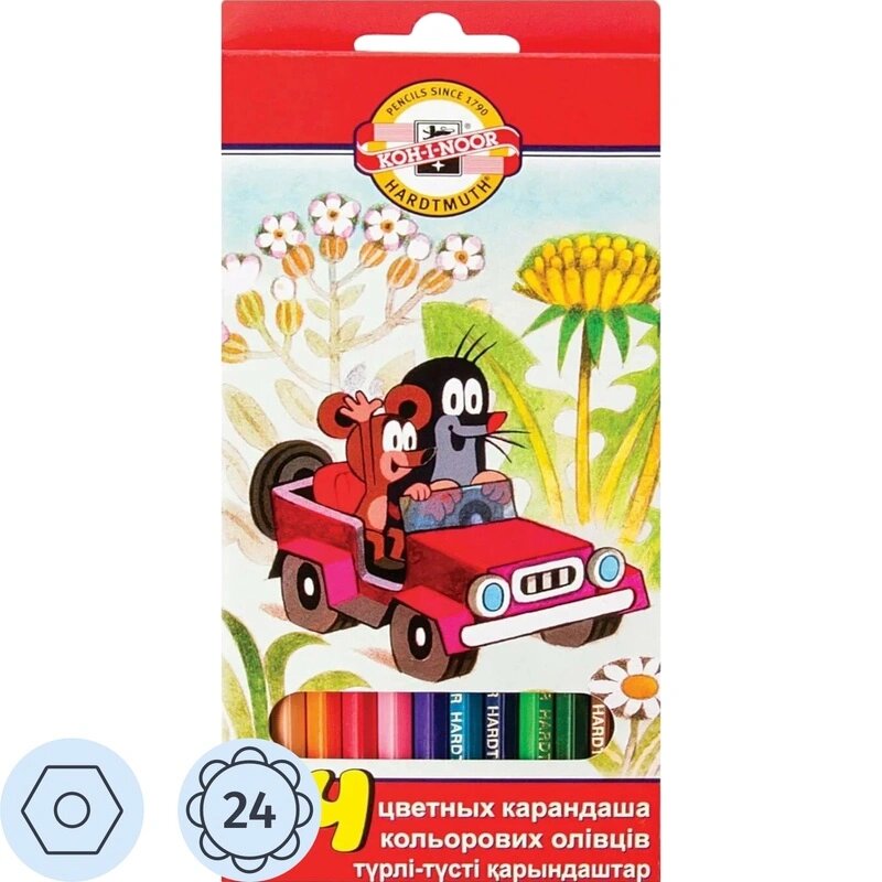 Карандаши цветные KOH-I-NOOR Крот 24 цв/наб, 3654024026KSRV