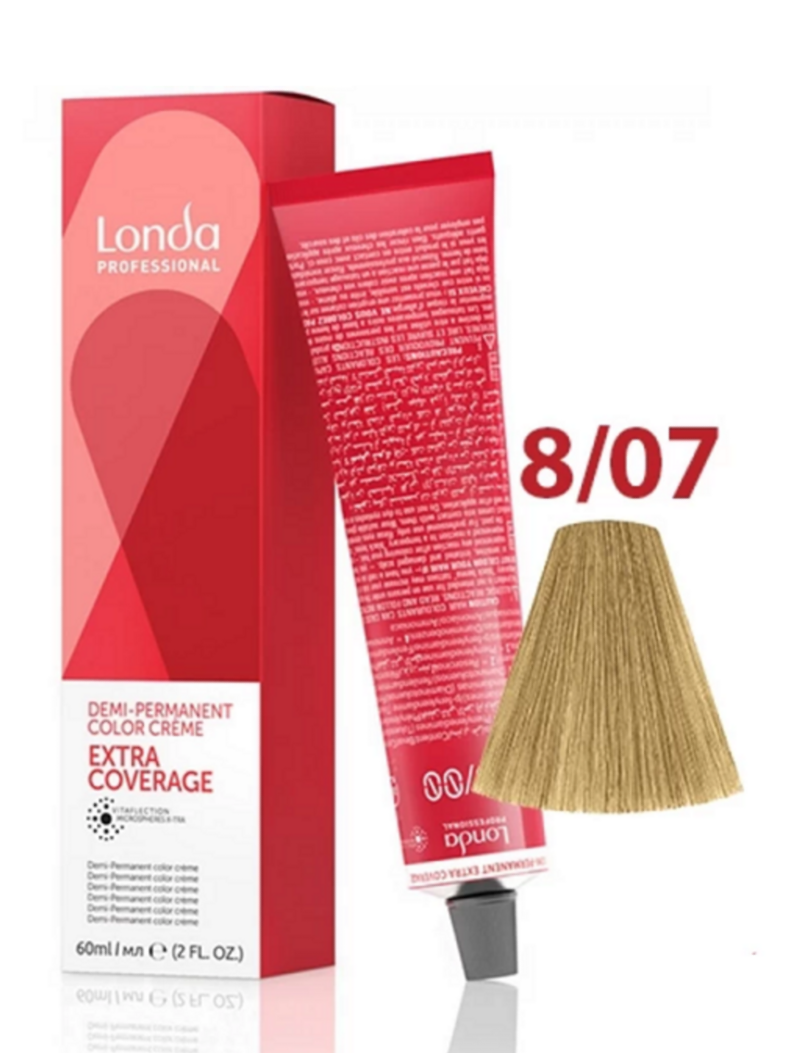 Краска для волос Londa Professional Extra Coverage Demi-Permanent Color Creme, интенсивное тонирование, 8/07