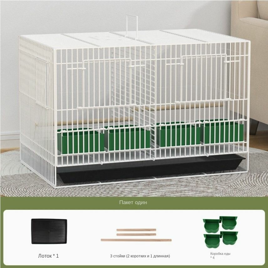 Клетка для попугая, складная, Птичьи хвостики, 60*40*40 см, черно-белая