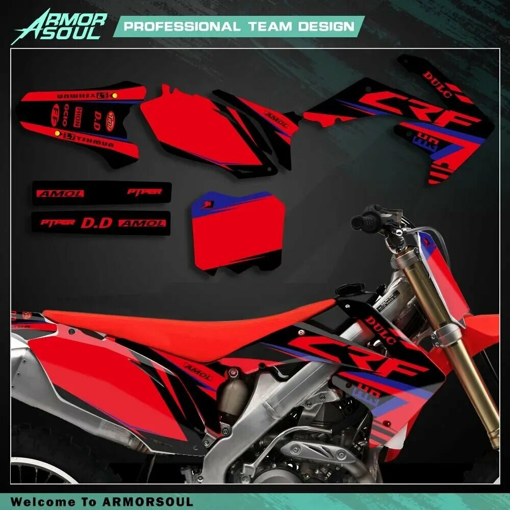 Наклейки для мотоциклов Honda CRF450R CRF450 CRF450 2009-2012 CRF250R CRF250 CRF250 2010-2013 CRF250 250R 450 450R графический фон комплект наклеек