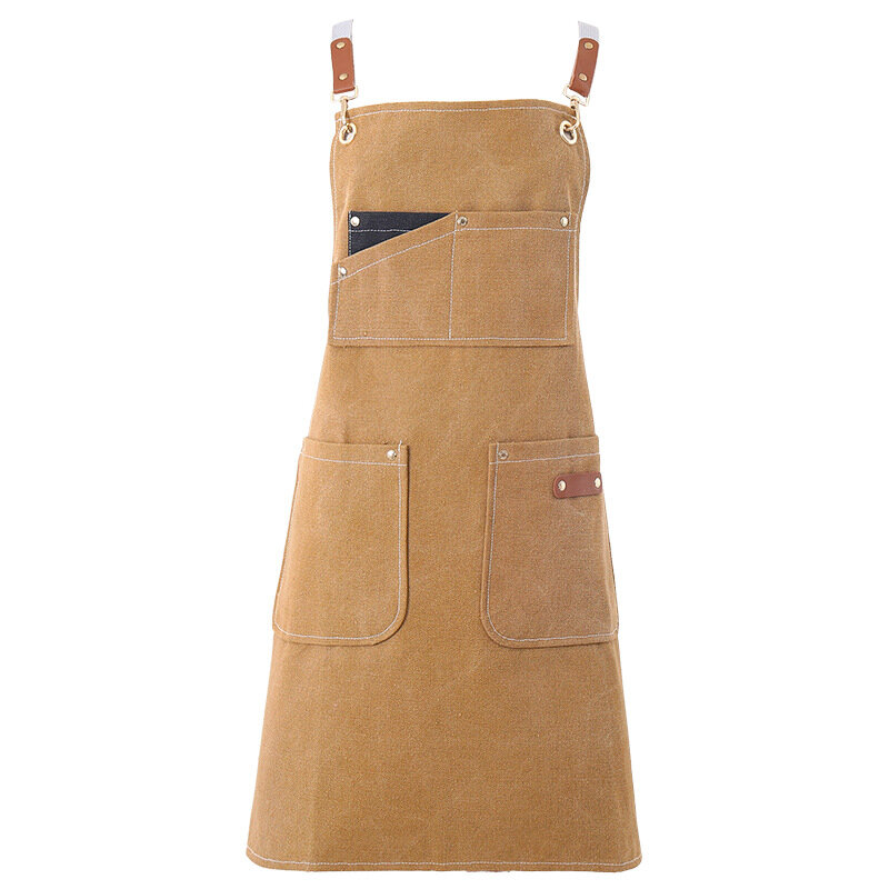 Фартук из плотной ткани с карманами для бариста и пекарей, регулируемые фартуки с нагрудниками для мужчин и женщин, прочный фартук из полиэстера для кафе, ресторанов или кухни