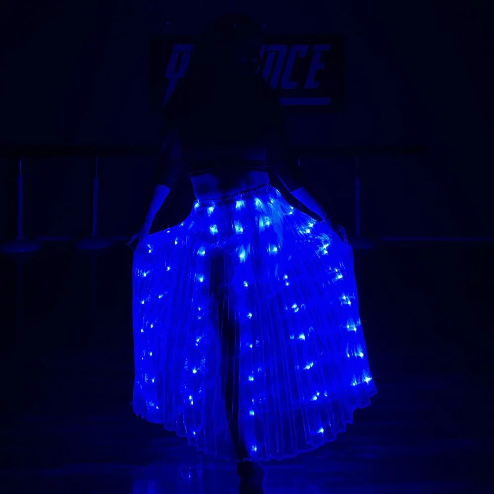 Синяя LED юбка для танца живота