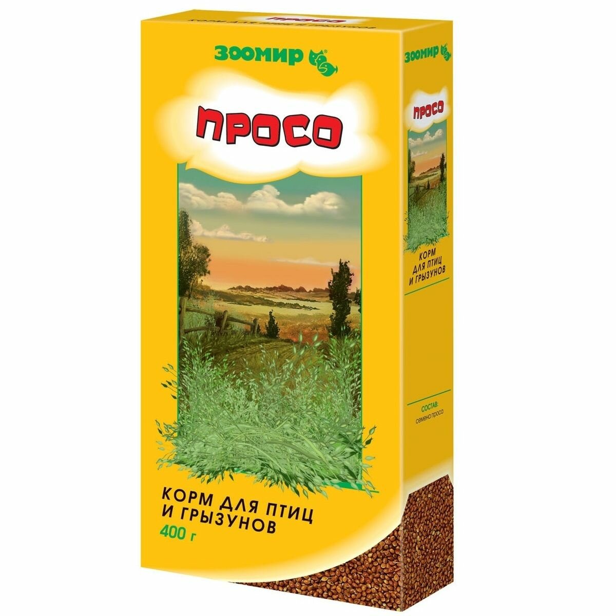 Зоомир Просо корм для всех видов зерноядных птиц и грызунов 400г