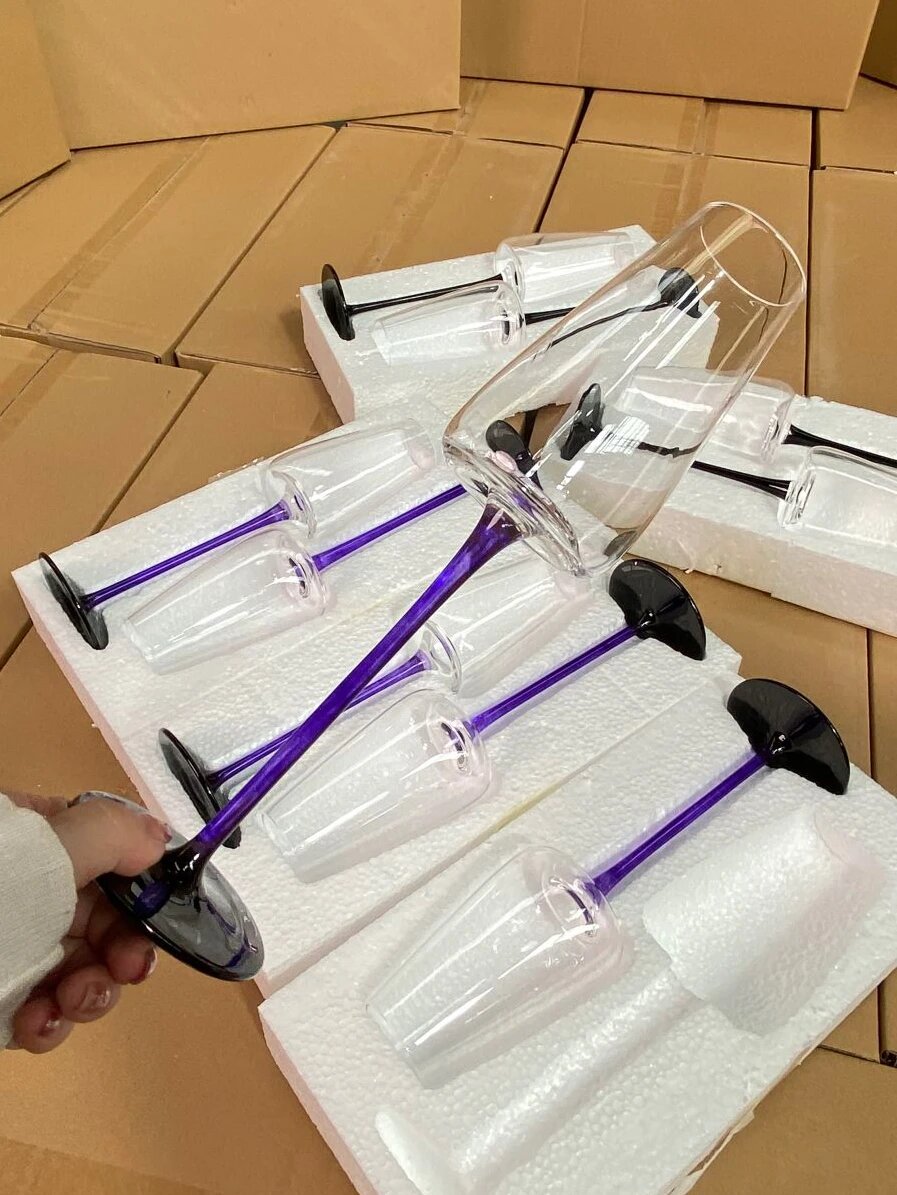 Скандинавский золотистый стержень, хрустальный стакан, бокал цвета шампанского, бокал премиум-класса на ощупь, золотистый стержень, бокал для сверкающего вина, креативная классная чашка, 1pcs purple 250ml