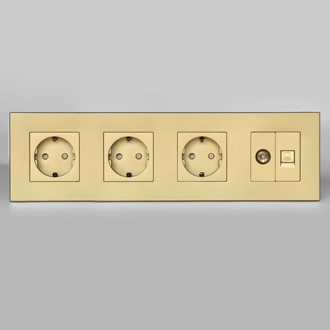 Bingoelec интернет-розетка с двойной розеткой, Gold-3