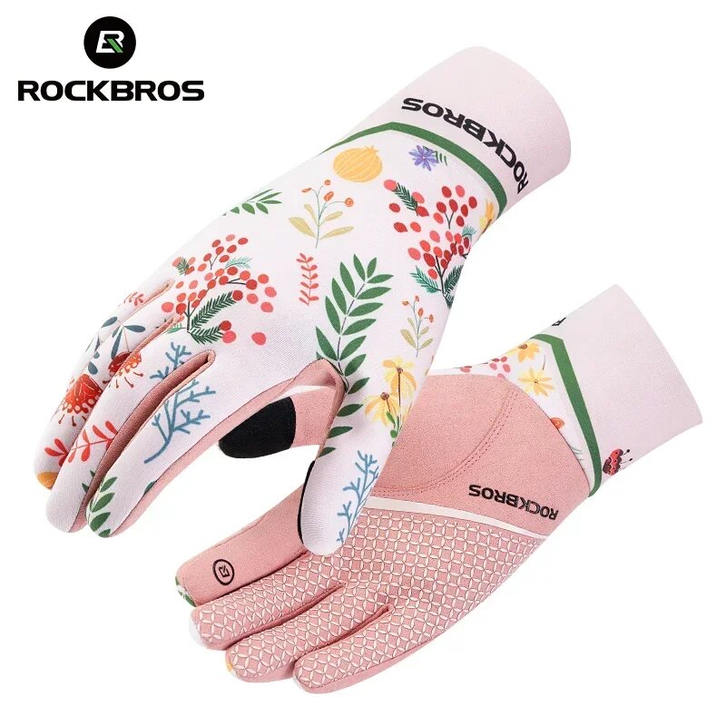 ROCKBROS женские перчатки весна осень длинные пальцы сенсорный экран велосипедные перчатки горный велосипед дорожный велосипед велосипедные перчатки MTB женские, S, Розовый, Женский