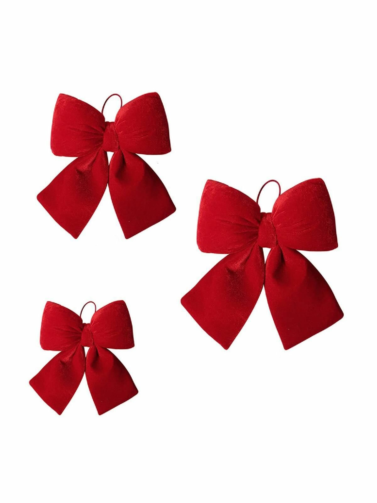 1 комплект из 3 красных бантиков из бархатной ткани-красный