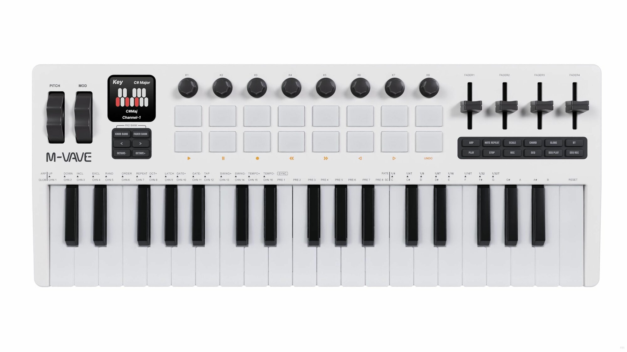 M-VAVE 37-клавишный контроллер USB MIDI клавиатуры SMK-37 PRO