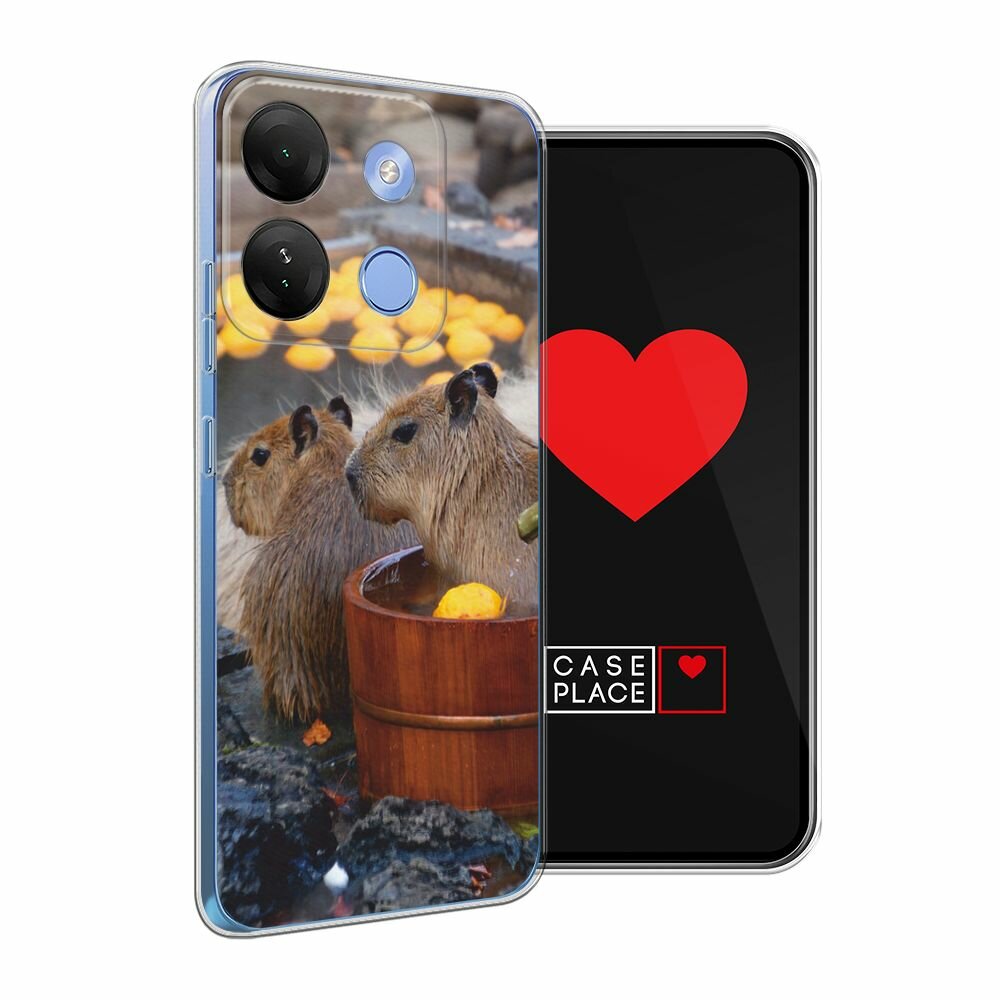 Чехол на Infinix Smart 7 HD / Инфиникс Смарт 7 HD с принтом "Капибары отмокают" — фото 1