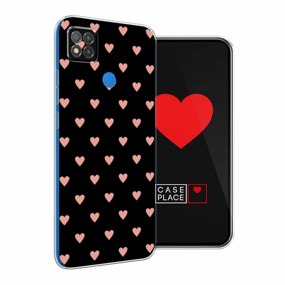 Чехол на Xiaomi Redmi 9C / Сяоми Редми 9C с принтом "Розовые сердечки" — фото 1