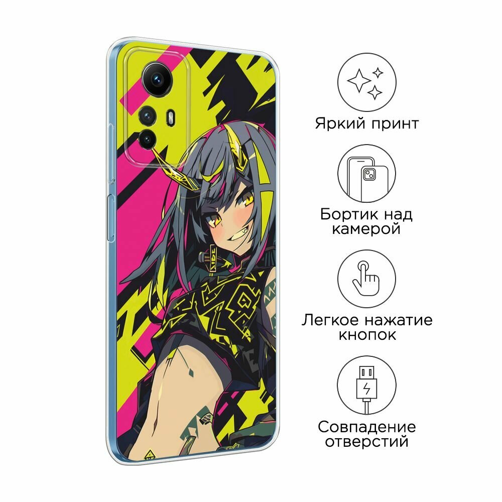 Чехол на Xiaomi Redmi Note 12S / Сяоми Редми Ноут 12S с принтом "Девушка в кибер костюме" — фото 1